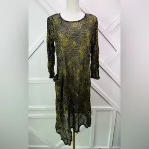 Lisa Bayne | Dresses | Lisa Bayne Lagenlook Mesh Crinkle Asymmetrical ...